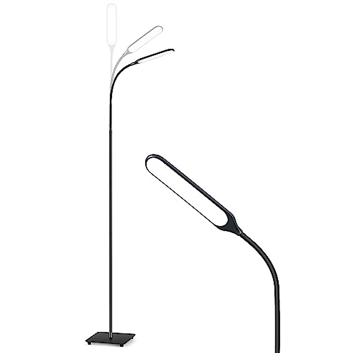 sympa LED Floor Lamp, Super Bright Dimmable LED Lamps for Living Room, Standing Lamp with Adjustable Gooseneck, Touch Control, Stable Base Floor Lamps for Bedroom Office (Black)