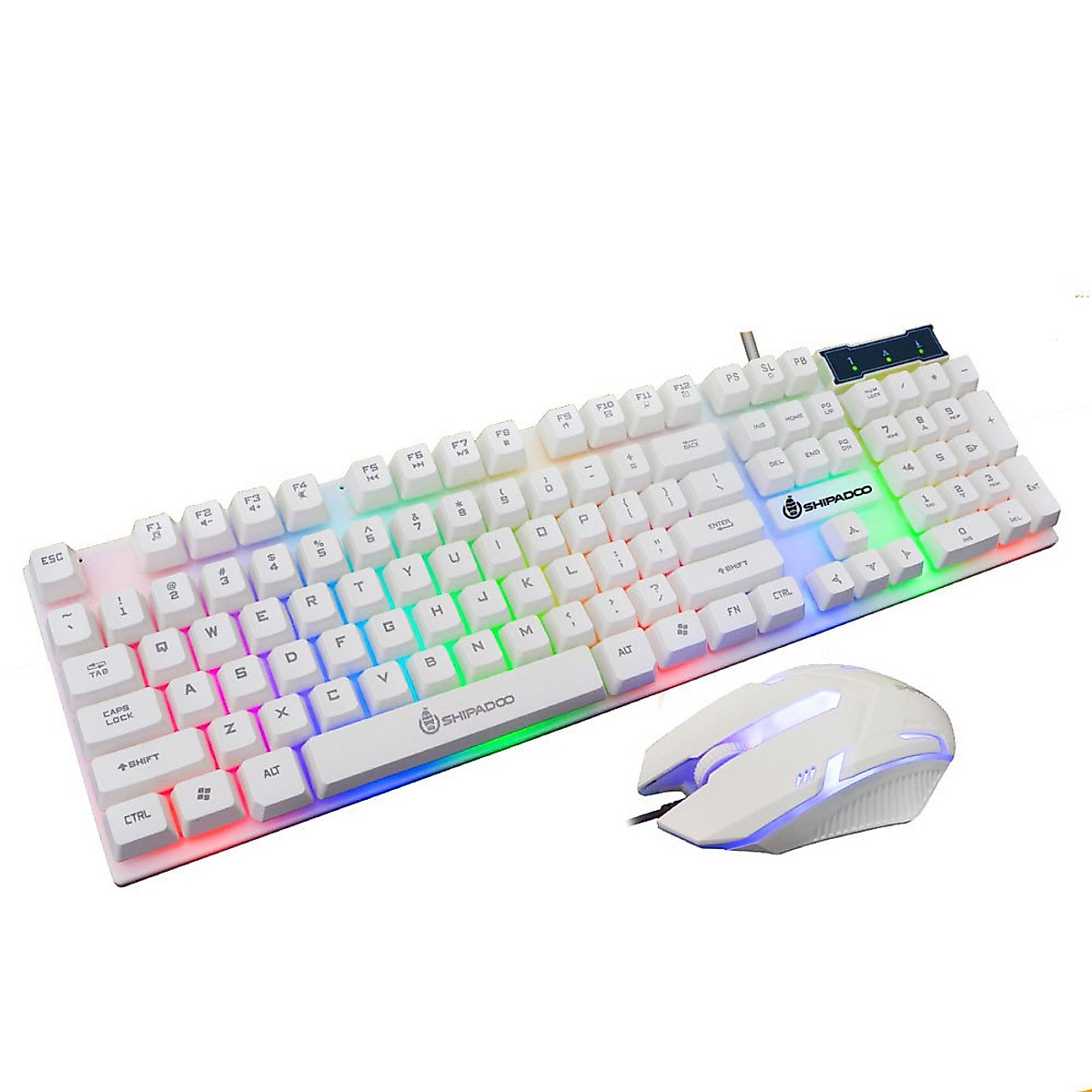Led Rainbow Color Backlight Adjustable Gaming Game USB Wired Keyboard Mouse Set - Eighteen Crossing D280 Wired USB Lighting Gaming Computer Touch Keyboard and Mouse Set White