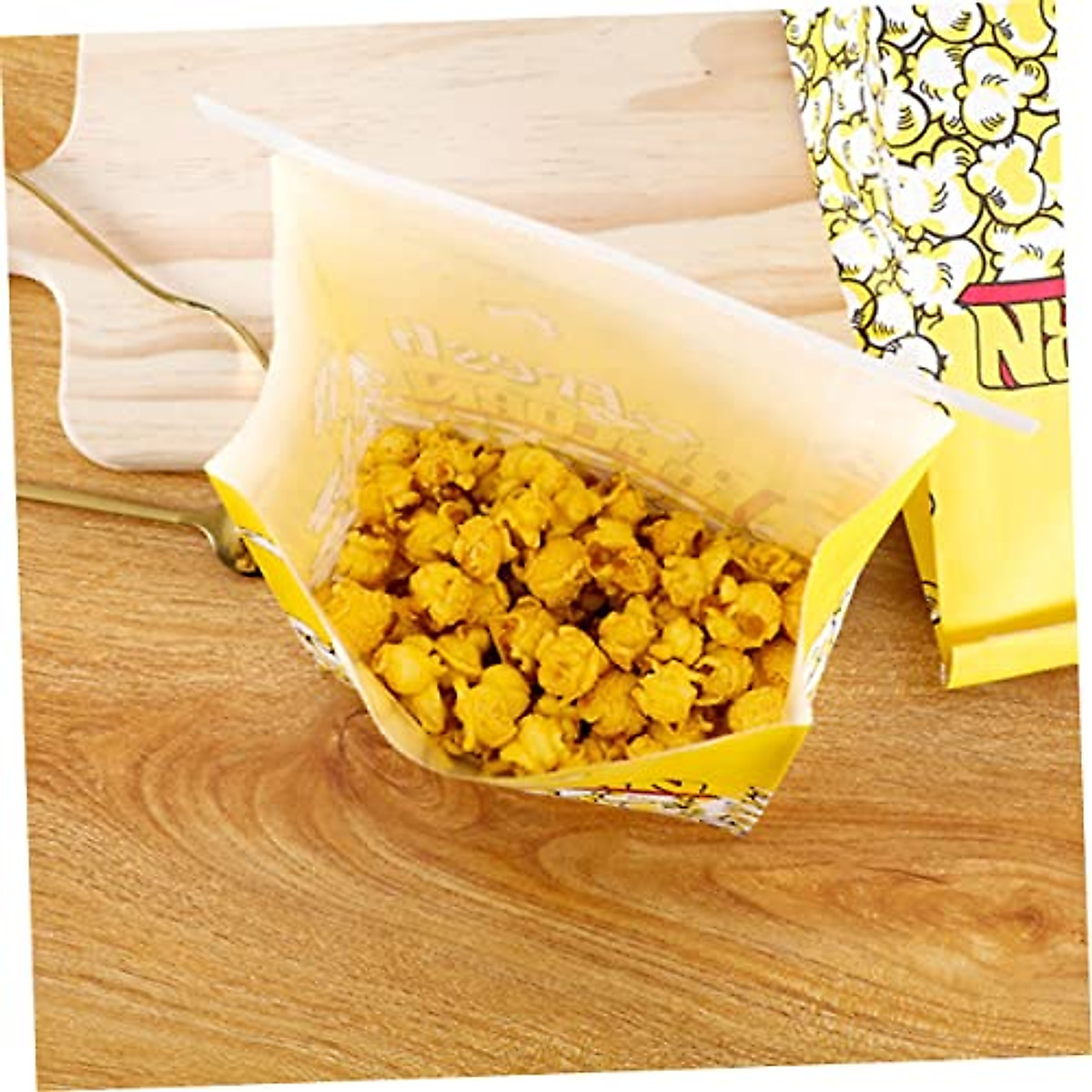 CIYODO 50pcs Popcorn Popcorn Bag Candy Gift Box Cardboard Gift Boxes Bulk Paper Bags Trick Movie Night Popcorn Containers Popcorn Supply Portable Popcorn Bag Snack Supply Christmas Yellow