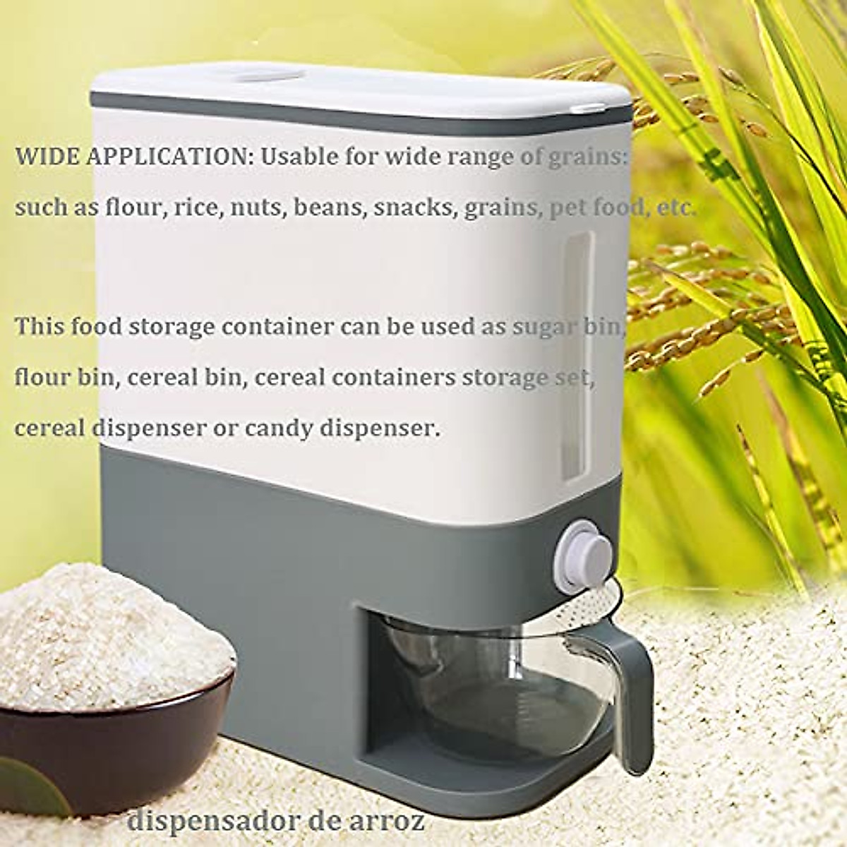 CREAMOON 23Lbs Rice Dispenser Cereal Dispenser Countertop Large Sealed Grain Container Dry Food Dispenser Rice Bucket Rice Storage Box Grain Storage--A Neat Way to Store Rice