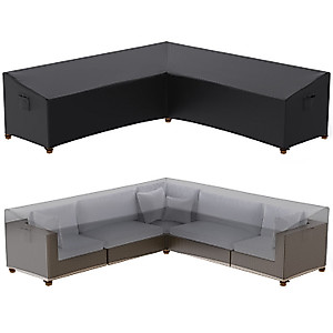 Mrrihand Patio L-Shaped Sectional Sofa Cover, Waterproof Outdoor Sectional Cover,Heavy Duty Garden Furniture Cover with Air Vent 100W*100D*31H/33.5