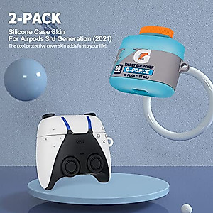 2Pack Silicone Case for Airpods 3 3rd Generation Cute 3D Funny Character Cover for Air pod 3 Case Fashion Designer Skin Cartoon Airpods 3 (2021) Case for Boys Girls Kids (Sport Water+Game Controller)
