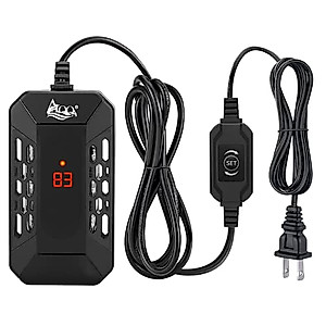AQQA Aquarium Submersible Heater for Fish Tank,LED Temperature Display and Built-in Thermometer,External Controller Temperature Control Range 59℉-93℉,Safety Control Protects 25W