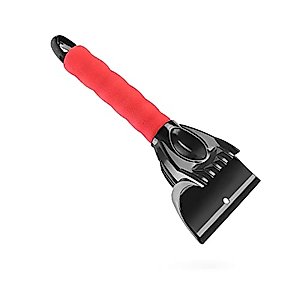 Ice Scraper for Car Windshield, Snow and Frost Removal for Auto Window, No Scratch Winter Cleaning Tool, ABS Body with Foam Handle, Car Exterior Accessories Universal for Car, Truck, SUV (Red)