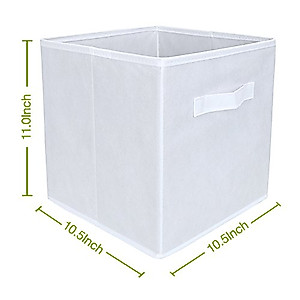 EZOWare Set of 12 Foldable Basket Bin Collapsible Storage Cube For Nursery, Kids Toys Organizer, Shelf Cabinet - (White + Gray)