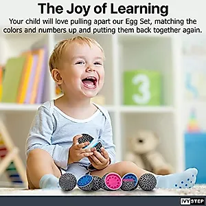 Matching Dinosaur Toy Egg Set for Toddlers – Educational Dino Eggs Fun Easter Basket Stuffers, Learning Games & Resources, Puzzle Game, Party Supplies, & Party Favor - Toys for Baby Boy, Girl, Toddler