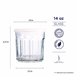 Luminarc Arc International Working Storage Jar/Dof Glass with White Lid, 14-Ounce, Set of 4 (H6812)