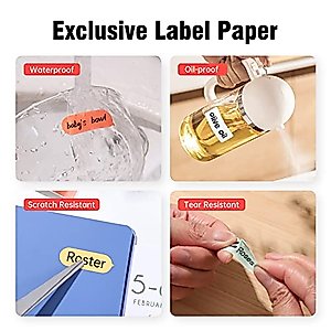 Label Maker D110 Bluetooth Thermal Label Maker Machine with Tape, Portable Inkless Label Printer Handheld & Rechargeable with Multiple Templates for Home Office, Compatible with iOS Android, White