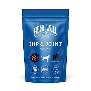 Hemp Well Hip and Joint Soft Chews – Best Joint Supplement for Dogs, Organically Sourced with Hemp, Glucosamine, Chondroitin and Breed Dogs, 30 Count