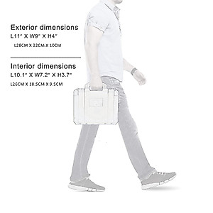 AOOCY Weatherproof/Shockproof IP67 Carrying Hard Case with Customizable Foam for Pistol, GoPro, Camera Accessories, Equipment, Electronics, and Gear, Black - Exterior 11 x 9 x 4 Inches