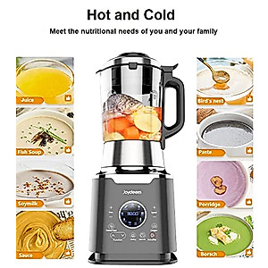 Joydeem Multifunctional Cooking Blender,High-Speed Countertop Blender JD-D16 with stew pot, Soybean milk maker, Hot and Cold, 9 One Touch Programs with 12H Delay Cook, 1200W, 59 Oz, Shakes and Smoothies, Nut Butters, Soups