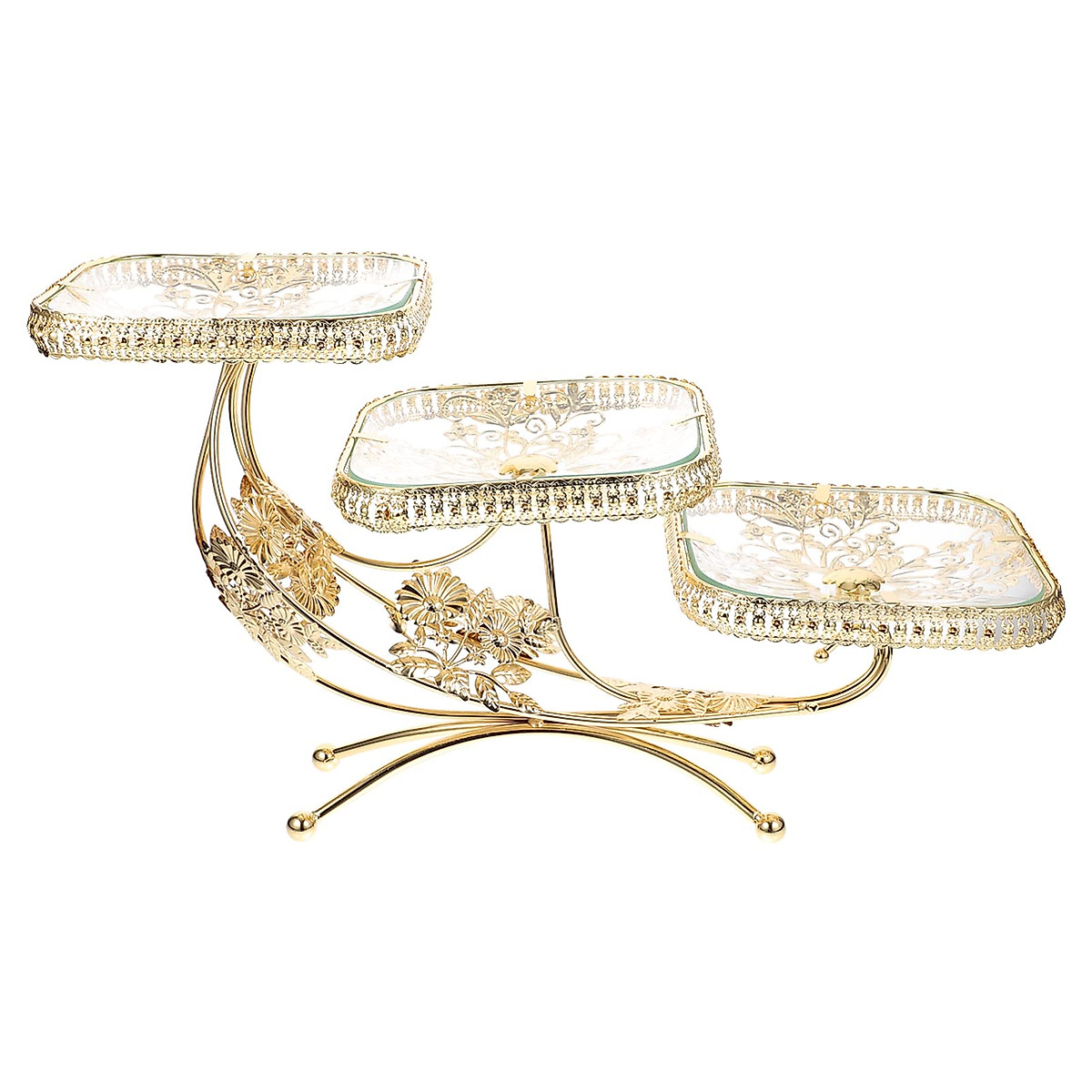 BESTOYARD 3 Tier Serving Stand European Style Glass Serving Platters Serving Trays for Snacks Appetizers Fruit Salad Cupcake Dessert Tea Party Display