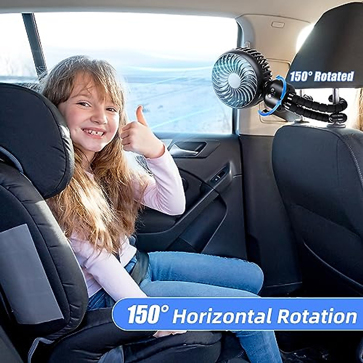 4000mah Stroller Rotatable Operated Fan,Flexible Tripod Clip On Fan with 3 Speeds and Handheld Personal Fan for Car Seat Crib Bike Treadmill