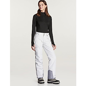 TSLA Women's Winter Snow Pants, Waterproof Insulated Ski Pants, Ripstop Snowboard Bottoms, Cargo Snow Pants White, Medium