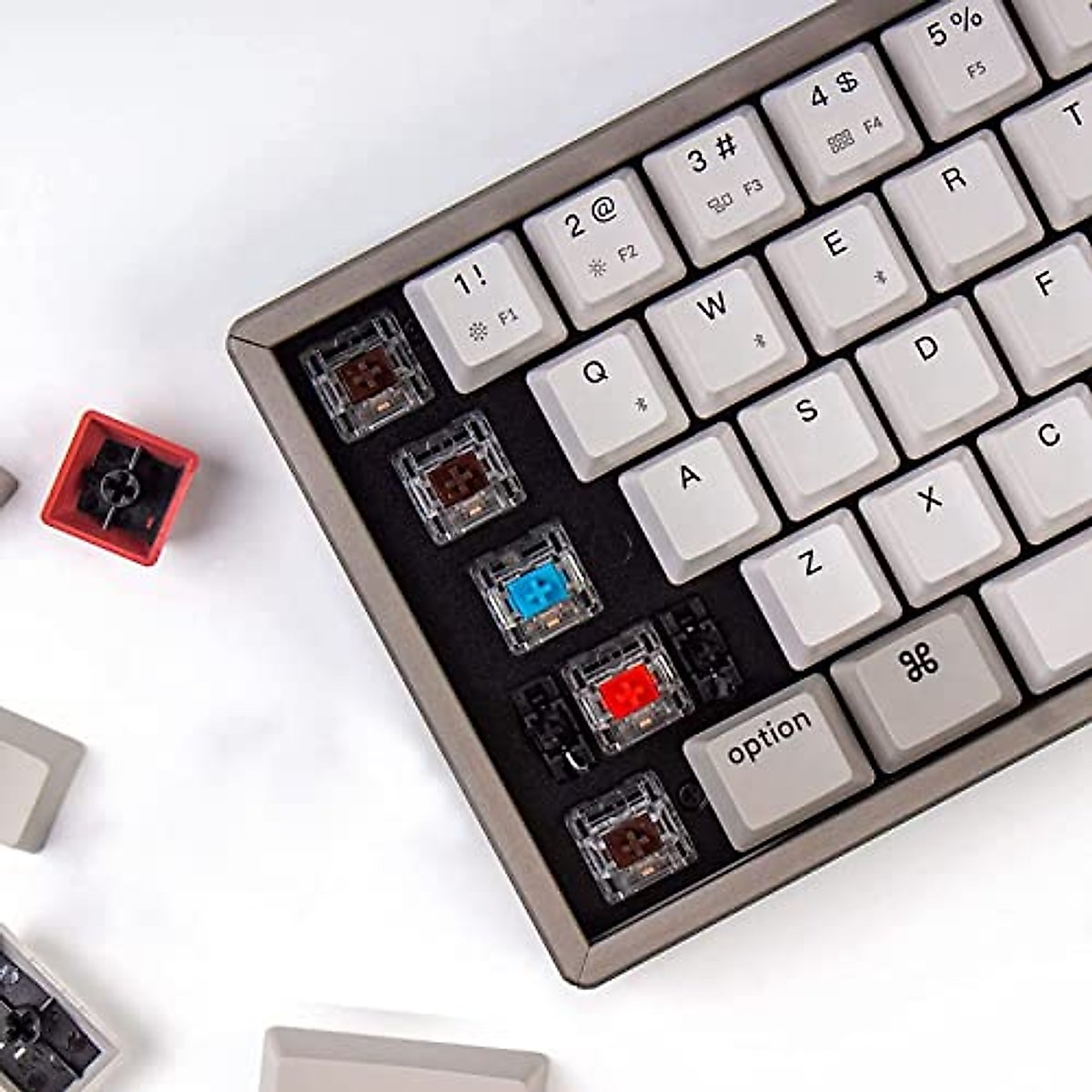 Keychron K6 65% Compact 68-Keys Aluminum Frame Wireless Mechanical Keyboard for Mac, Bluetooth, Multitasking, Wired Gaming Keyboard for Windows Non-Backlit with Keychron Blue Switch