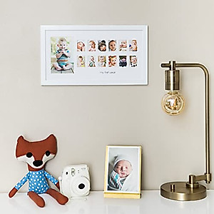 Pearhead My First Year Photo Moments Baby Keepsake Picture Frame, Baby’s First Year Photo Frame, Gender-Neutral Baby Milestone Nursery Wall Décor, 13 Photo Inserts, White