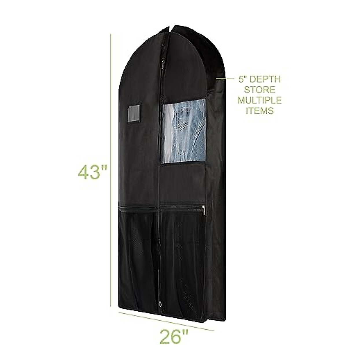 BAGYHACKS™ 43-Inch Heavy Duty Garment Bag w/Pocket for Dresses, Suits, Jackets, Shoes