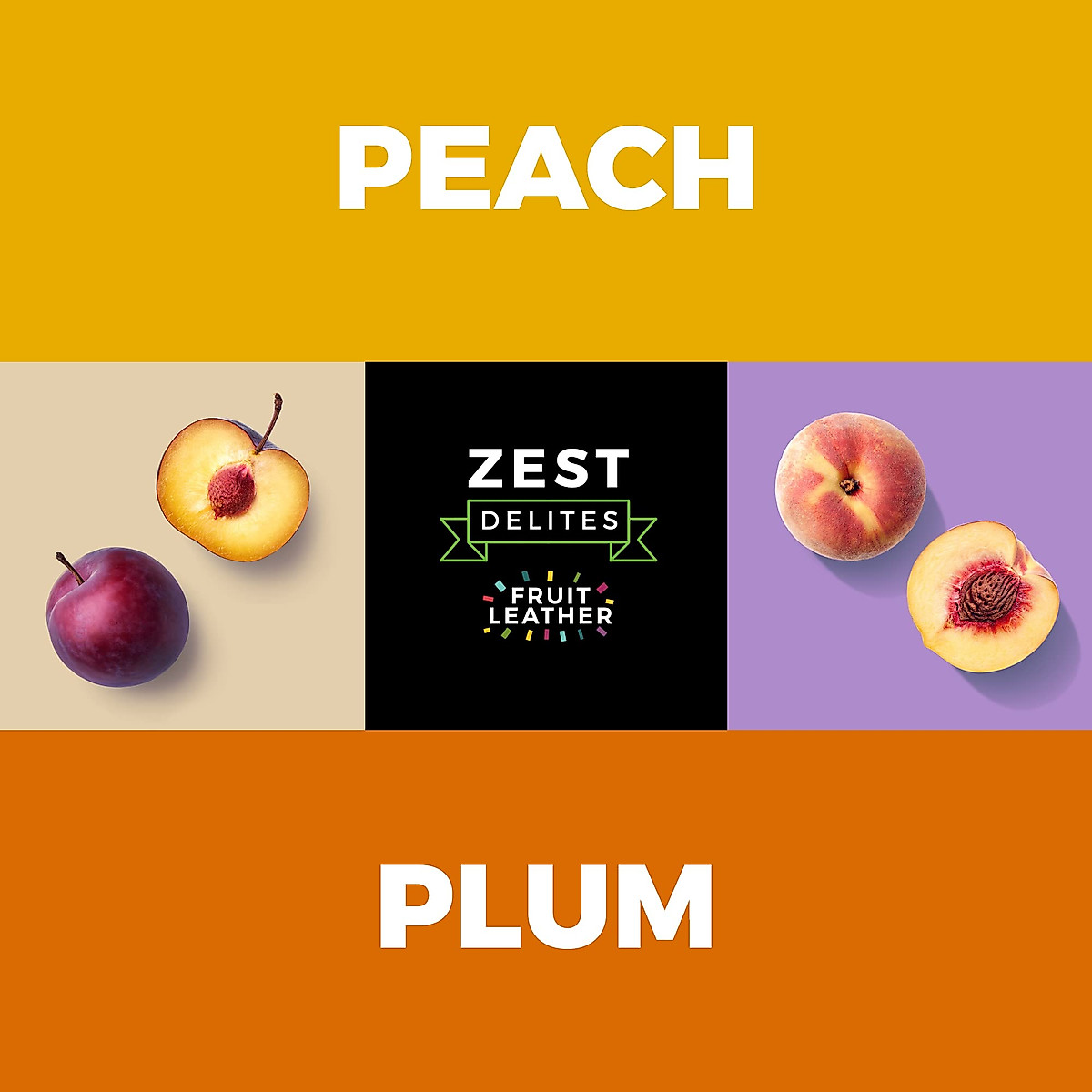 Fruit Snacks by Zest Delites, Fruit Leather, Healthy Snacks for Adults, Dried Fruit Bars, Gluten Free Fruit Strips, Vegan Healthy Snacks, Fruit Strips, Peach, Plum, 0.88 oz x 10