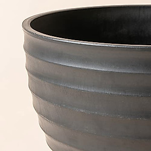 LA JOLIE MUSE Flower Pot Outdoor Indoor Planter - 10.2 Inch Fluted Plant Pot Garden Planter, Black