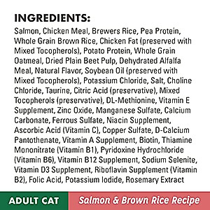NUTRO WHOLESOME ESSENTIALS Natural Dry Cat Food, Adult Cat Salmon & Brown Rice Recipe Cat Kibble, 5 lb. Bag