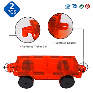 MAGBLOCK 2 Pieces Magnetic Tiles Car Truck Wheel Set Compatible with Magnet Tiles for Kids Toddlers Preschool Gift Toys