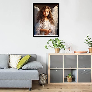 Pavemlo 5D Diamond Art Kits for Adults White Dress Girl, Full Drill Diamond Art Angel Pictures Paint with Diamonds, DIY Cross Stitch Jewel Art Rhinestone Craft for Home Wall Decor 12X16 Inch