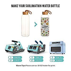 PYD Life Sublimation Glass Water Bottles Blanks with Bamboo Lid and Portable Rope Clear 25 OZ Outdoor Travel Leakproof Glass Tumblers Cups for Tumbler Heat Press 4 Pack