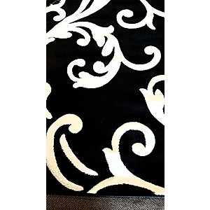 Hollywood Modern Contemporary Area Rug Black & White Design 290 (5 Feet 2 Inch X 7 Feet 1 Inch)