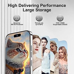 ExAchat A14 Unlocked Phone 6.82" FHD+ Display 90Hz, 72MP Camera 6800mAh,4GB+128GB/256GB Dual SIM Unlocked Cell Phone 5G with Headset/GPS Fingerprint/Face ID