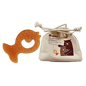 SWEETIE pure natural rubber Teether Fish 100% Pure Natural Rubber Teether Soft and Natural, One Piece