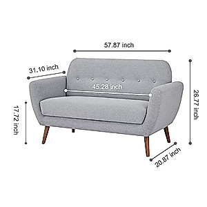 GIA Furniture Home Series Mid-Century Modern Loveseat, Love Seat, Light Gray
