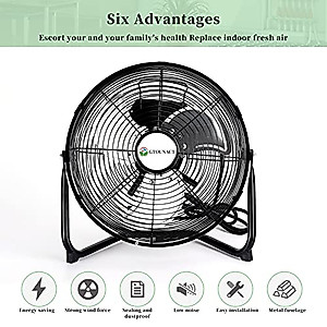 GTOUNACT 12 Inch Floor Fan 3-speed High Velocity 360°Adjustable Tilting Powerful Airflow Heavy Duty,All-Metal Construction, Convenient Carry Handle,Personal Cooling Fan with 3 Speed for Home Office
