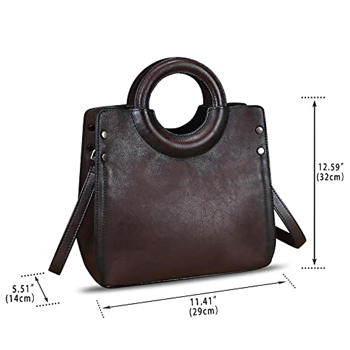 Genuine Leather Satchel for Women Leather Handbag Top Handle Bags Handmade Purse Vintage Tote Bag Crossbody Handbags Hobo Bag (Coffee)