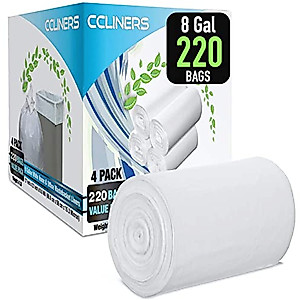 8 Gallon Medium Trash Bags White Kitchen Garbage Bags Plastic Wastebasket Trash Can Liners for Home and Office Bins, 200 Count