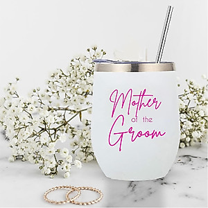 Your Dream Party Shop Mother of The Groom Gifts, Stainless Steel 12oz Wine Tumbler with Lid and Straw! Great Mother of the Groom Tumbler Or Mug