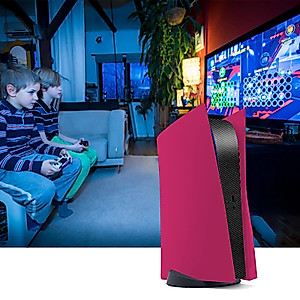 for PS5 Plate with Black Middle Skin, Cover Shell Faceplate for PS5 Disc Edition, Hard Shockproof Dustproof Matte Cover Replacement Side Plate Shell for Playstation 5 Console(Cosmic Red)