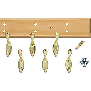 Franklin Brass R33120K-PNB-R Heavy Duty Coat and Hat Hook Rack, 26-1/2 in. Lacquered Pine and Brass