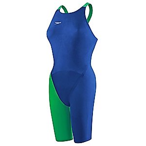 Speedo Womens Lzr Elite 2 Closed Back Kneeskin Swimsuits, Blue/Green - 26L