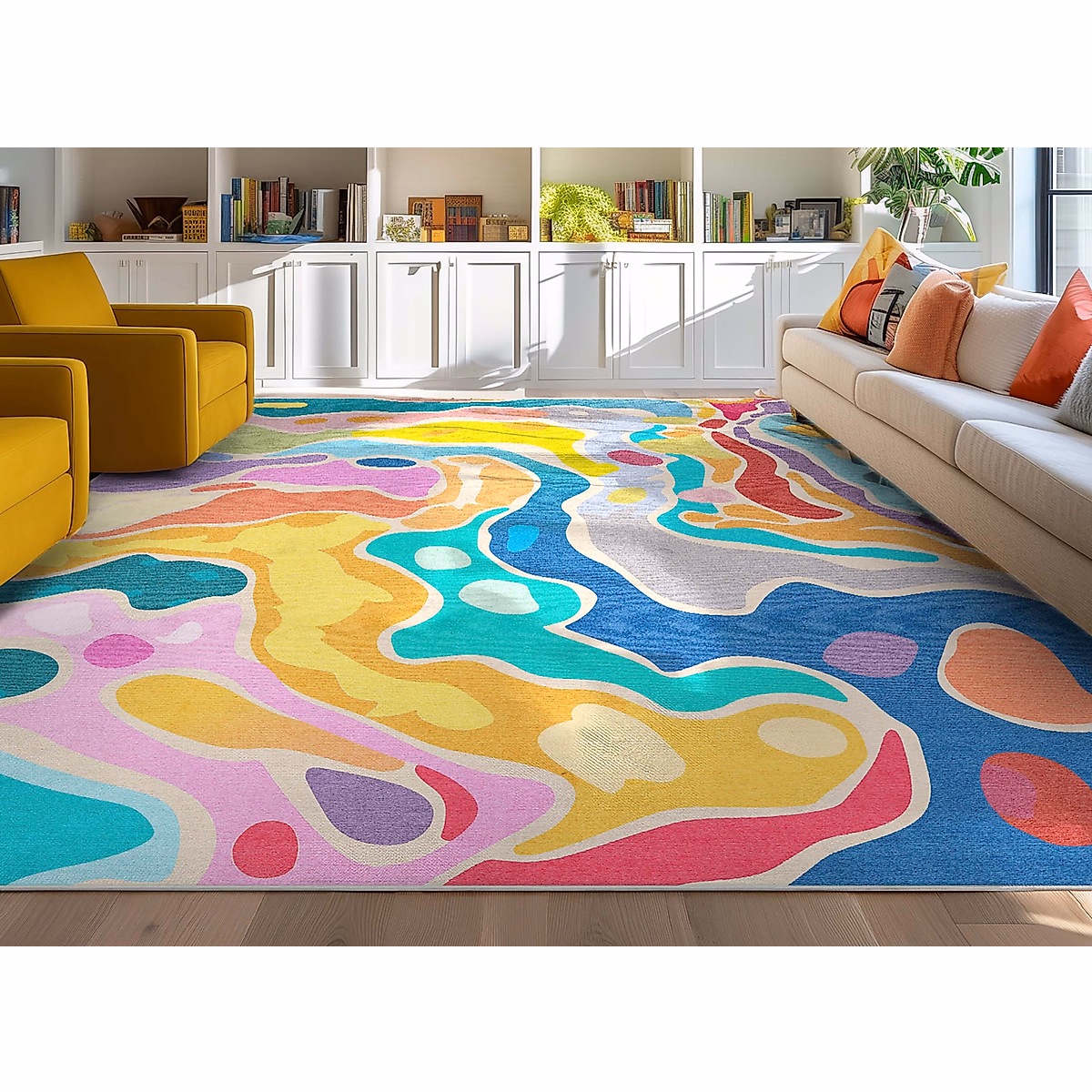 Well Woven Crayola Whimsy Waves Color Mix 8' x 10' Area Rug - Vibrant Multi Color - for Living Rooms, Dining Rooms, and Bedrooms