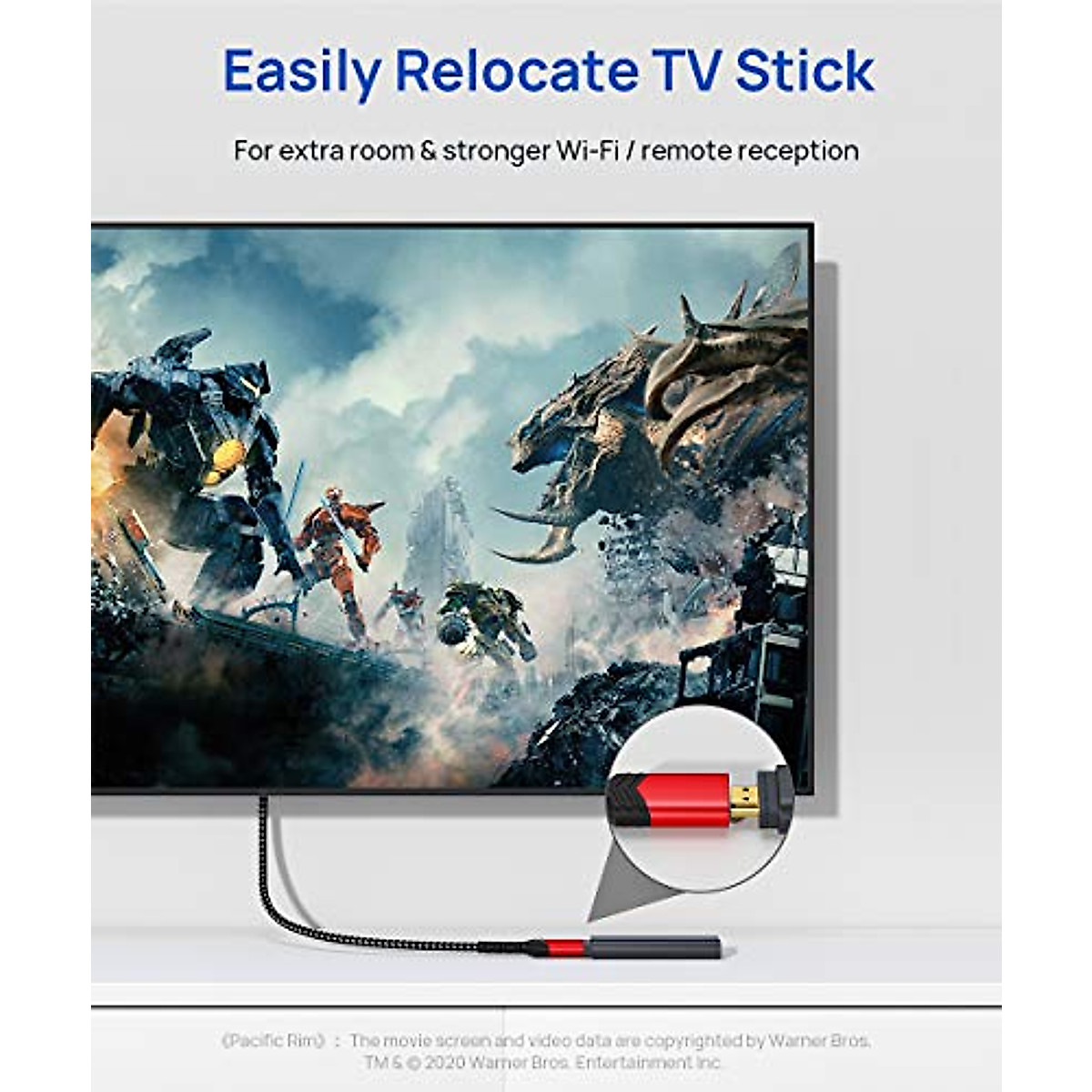 JSAUX HDMI Extension Cable 3.3FT, 4K 60Hz High Speed HDMI Extender Cord Male to Female Adapter Connector (HDR HDCP 2.2), Compatible with Roku TV Streaming Stick, Bluray Player, HDTV, Laptop, PC - Red