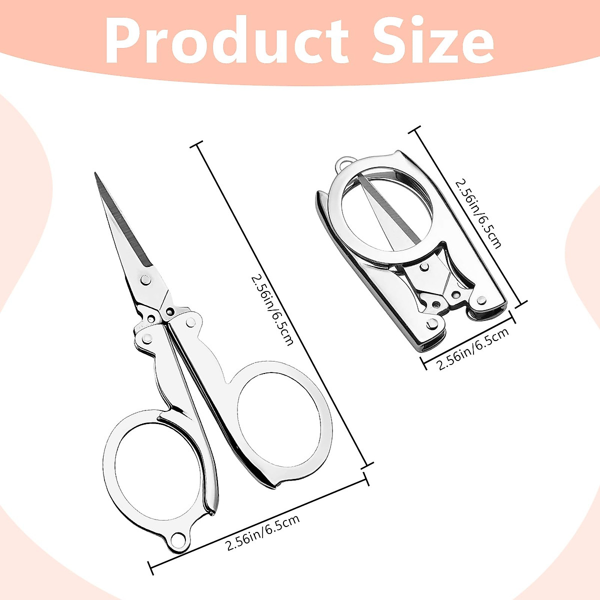 PDCTACST Small Folding Scissors, 4 PCS Mini Stainless Steel Foldable Scissor, Portable Travel Cutter Pocket Craft Scissors for School Classroom Home Camping Sewing Paper Cutting DIY Fabric Project