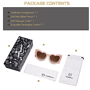 VANLINKER Heart Sunglasses Womens Retro Love Shaped Sunglasses for Party VL9604