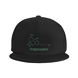 Snapback Hat Thc-Molecule-Weed-Cannabis Trucker Hat Hip Hop Classic Plaid Flat Baseball Cap Black