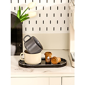 Redelaenor Ceramics Bathroom Tray for Counter, Perfume Key Trinket Ring Tray, Decor Soap Dispenser Countertop Tray for Kitchen Sink Organization.(Black Medium