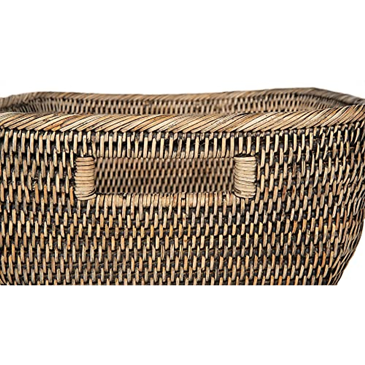 La Jolla Oblong Rattan Storage and Shelf Basket, Black-Wash