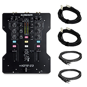 Allen & Heath Xone:23 DJ Mixer Bundle with 2 XLR & 2 RCA to 1/4" Cables (5 Items)