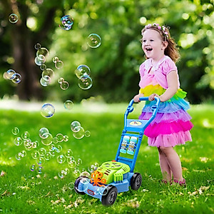 Bubble Lawn Mower for Toddlers, Kids Bubble Blower Maker Machine, Summer Outdoor Push Toys, Easter Basket Stuffers Birthday Toys Gifts for Preschool Baby Boys Girls