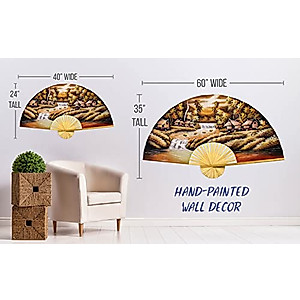 Sunset River Folding Wall Fan Hand-Painted Wall Decor Art (60 inch Wide)