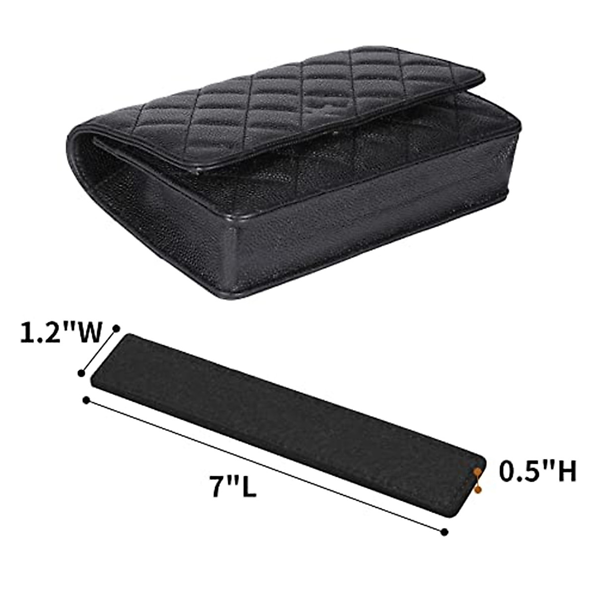 KESOIL Purse WOC Base Shaper, Felt Base Shaper Saver and Insert for Wallet on Chain Bags Handbag woc Bag Base Shaper (7" x 1.2", Black)