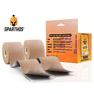 Sparthos Kinesiology Tape [Desert Beige - Pack of 2] x Ice Packs for Injuries [Size Medium + Cover]